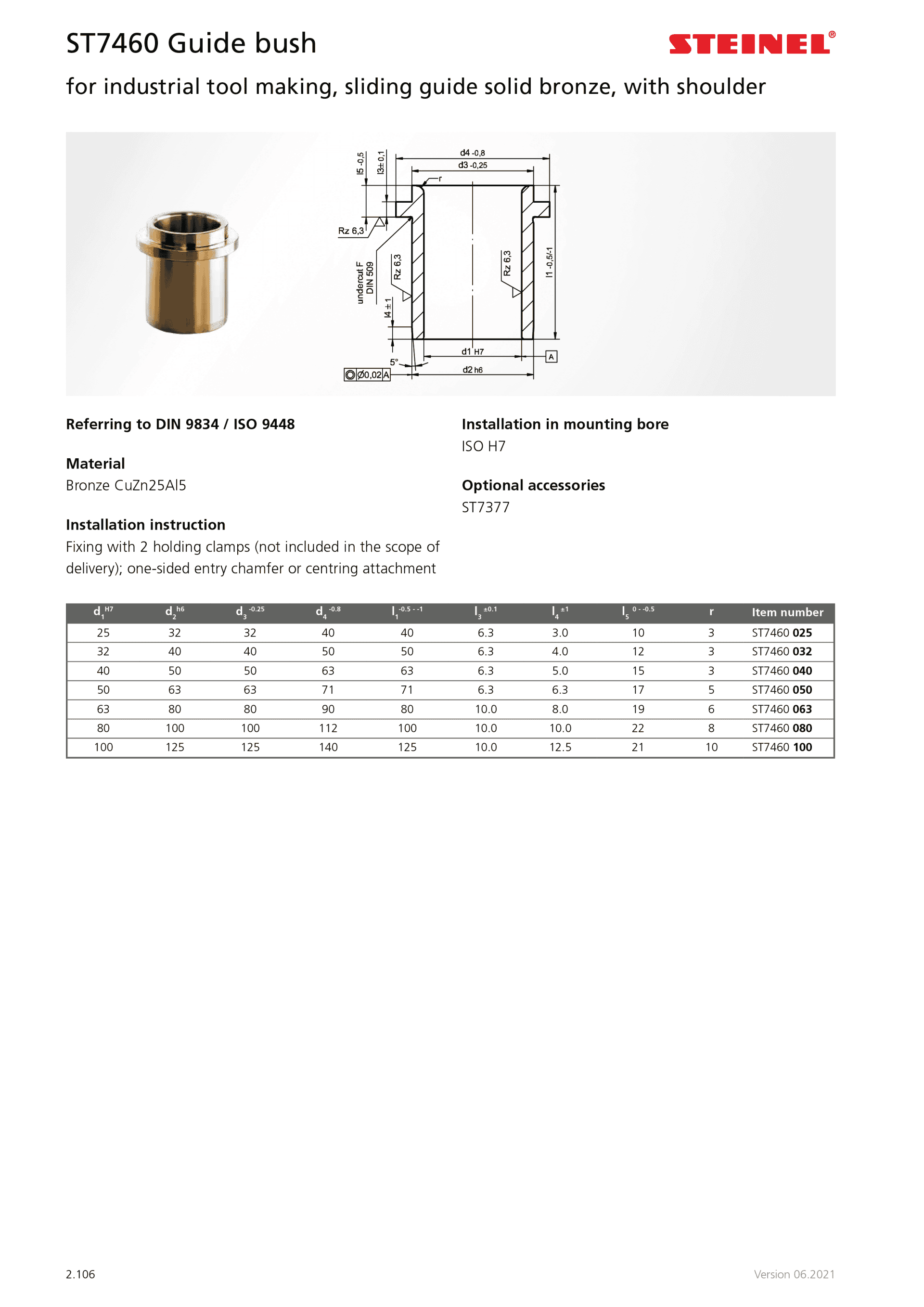 ST7460 (Guide Bushing with Shoulder) | Tipco Inc.