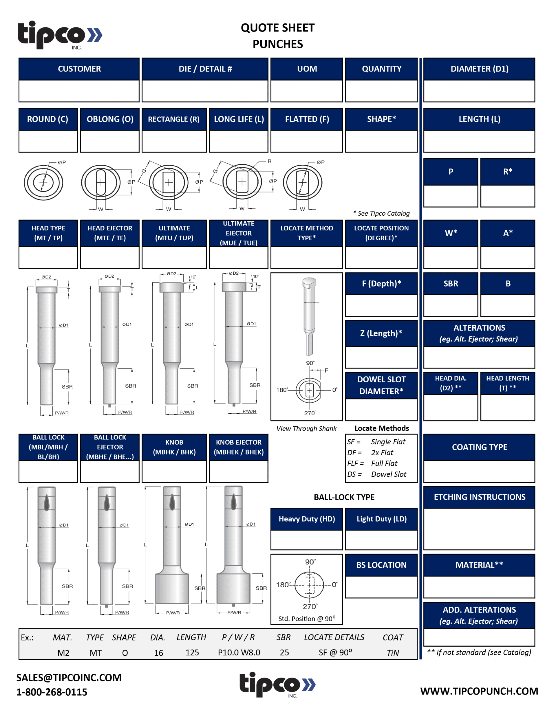 TUE Blank (Inch Ultimate Ejector) | Tipco Inc.